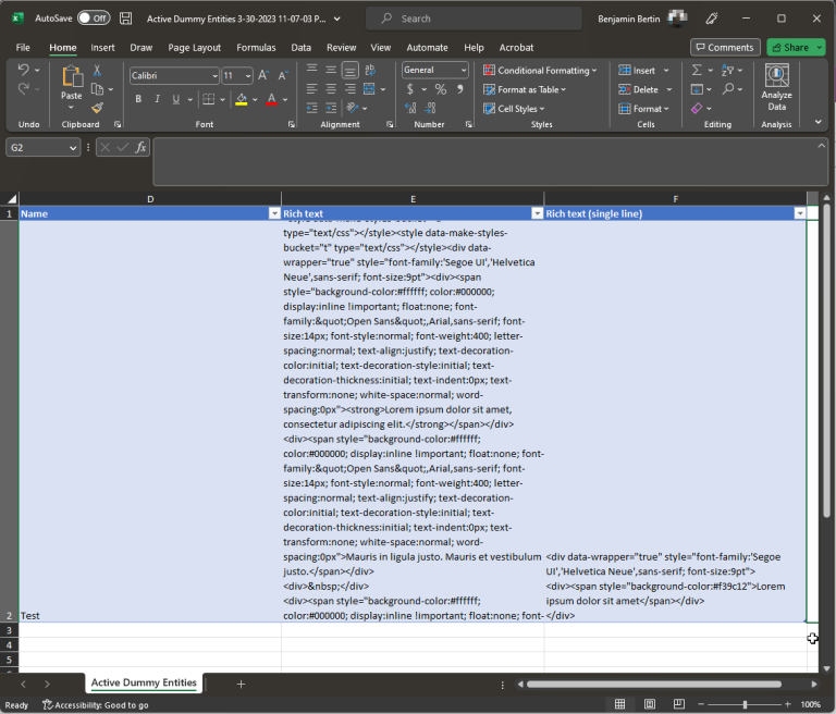 Handling Rich Text columns when exporting to Excel – Wawawum.com